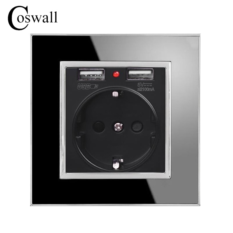 Coswall Wall Socket Grounded, 16A EU Russia Spain ... – Vicedeal