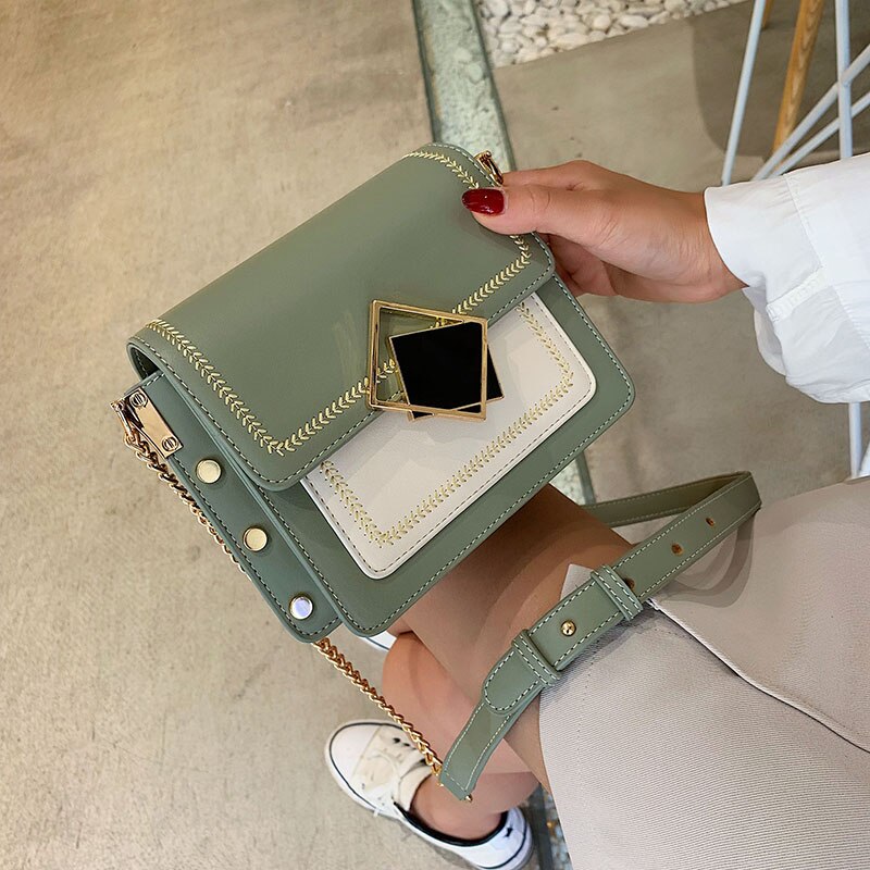 Kedja pu läderväska kvinnors lilla axel enkel väsk... – Grandado