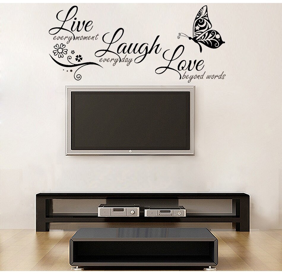 Live Laugh Love Butterfly Wall Sticker Modern Wall... – Grandado