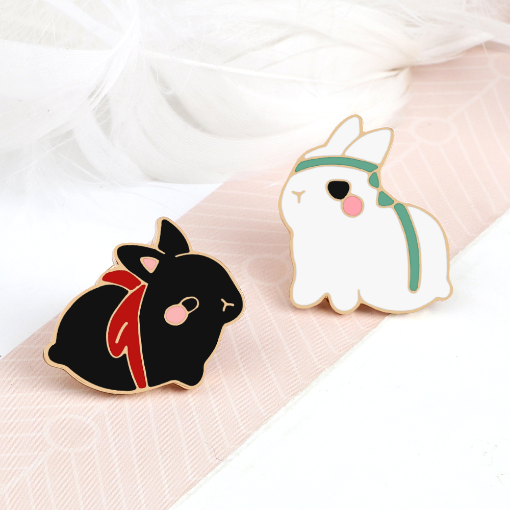 Alfileres de solapa esmaltados de conejo gordo par... – Grandado