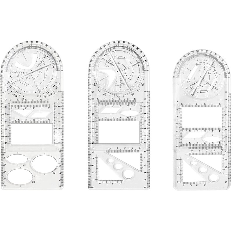 4Pcs Multifunctional Geometric Drawing Ruler Rotat... – Grandado
