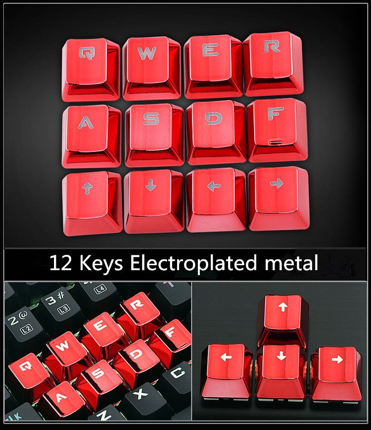Electroplate 12Keycaps For Mechanical Keyboard Red... – Grandado