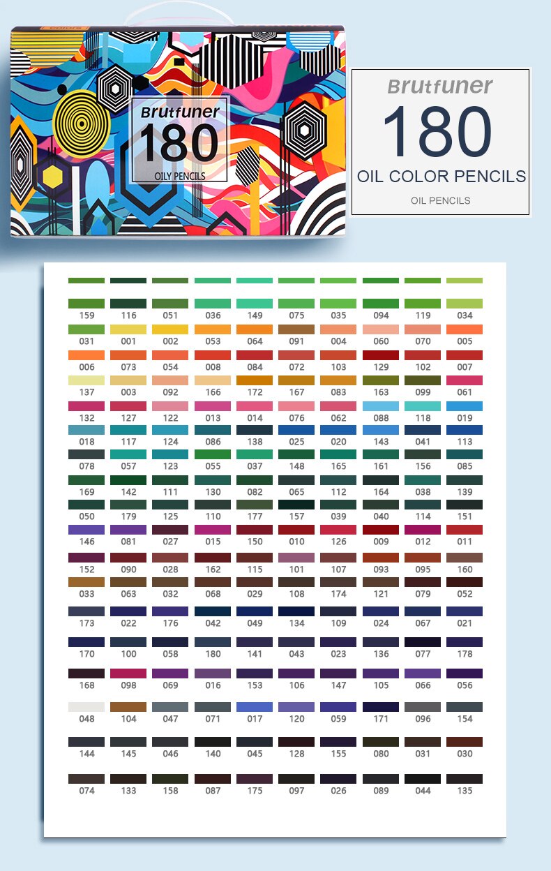 Colouring Pencils, Set of 180 Colors Soft Wax-Base... – Vicedeal