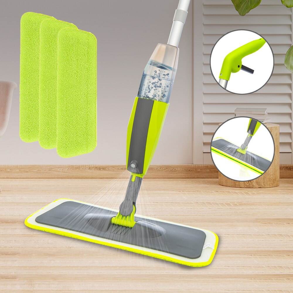 Hand Free Green White Spray Mop with 3/6 Reusable ... – Vicedeal