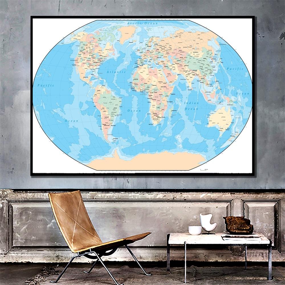 A2 Size The World Fine Canvas Map Home Crafts Offi... – Vicedeal
