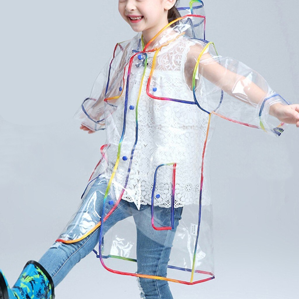 Raincoat Children's Hooded Transparent Rainbow Thi... – Grandado