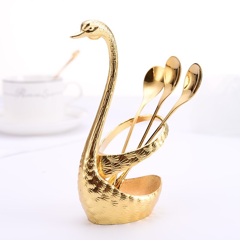 Fruit fork spoon feather swan frame coffee spoon d... – Vicedeal
