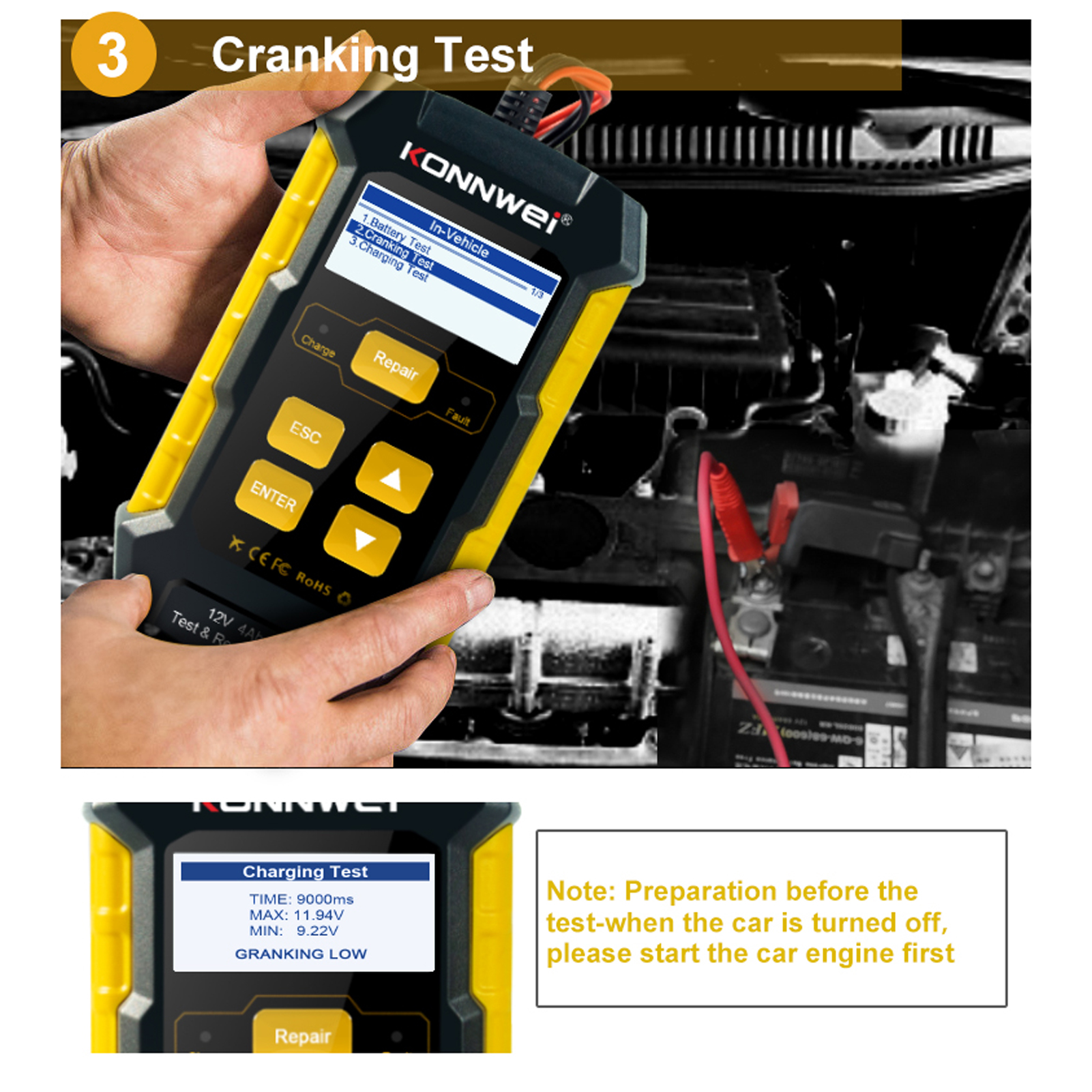 KW510 Car Battery Tester Multifunctional Pulse Rep... – Grandado
