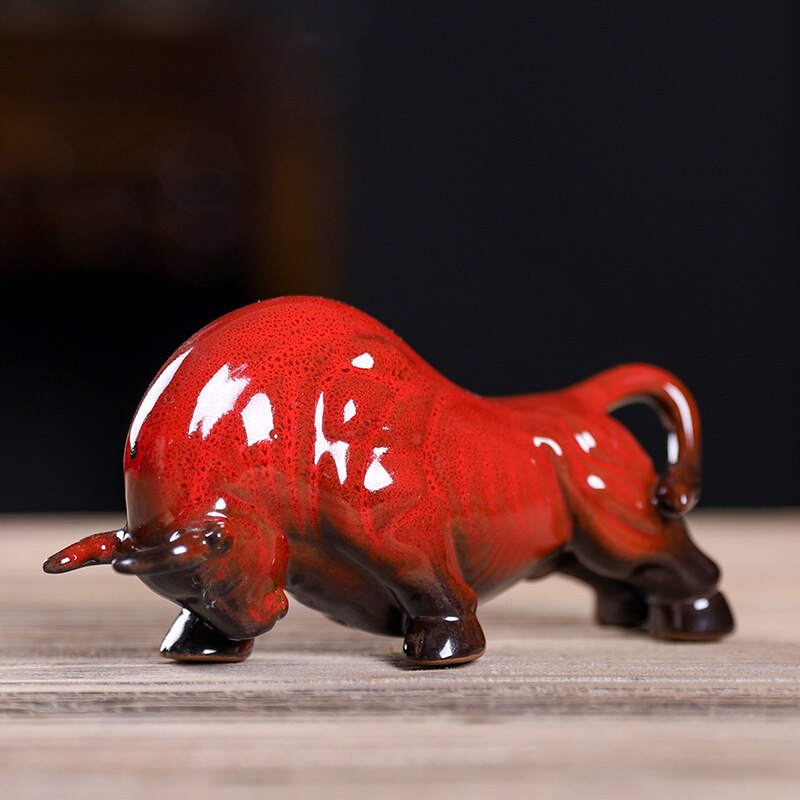 Bull Sculpture Ceramic Bulls Statue Home Decor Sta... – Grandado