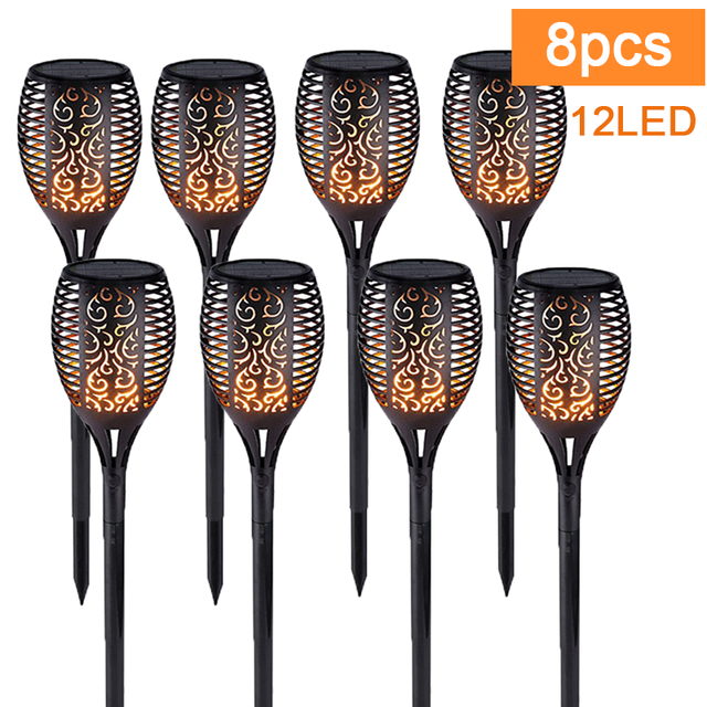 12 LED Lawn Solar Flame Outdoor Light Torch Safety... – Grandado