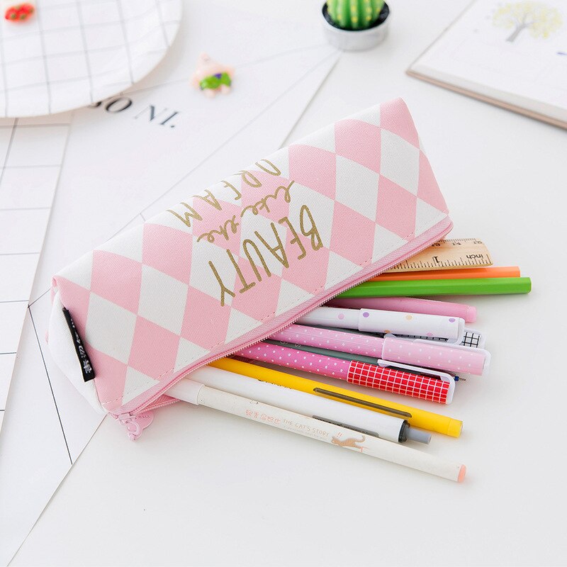 Pink canvas pencil case large capacity Kawaii pen ... – Grandado
