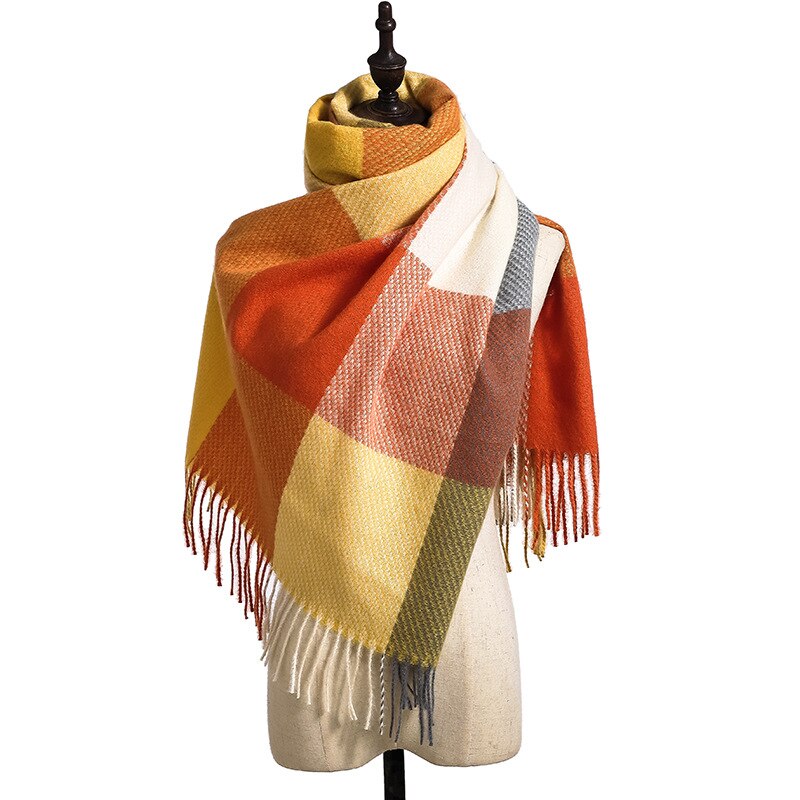 Plaid Scarf Women Men Autumn Winter Cashmere Shawl... – Vicedeal