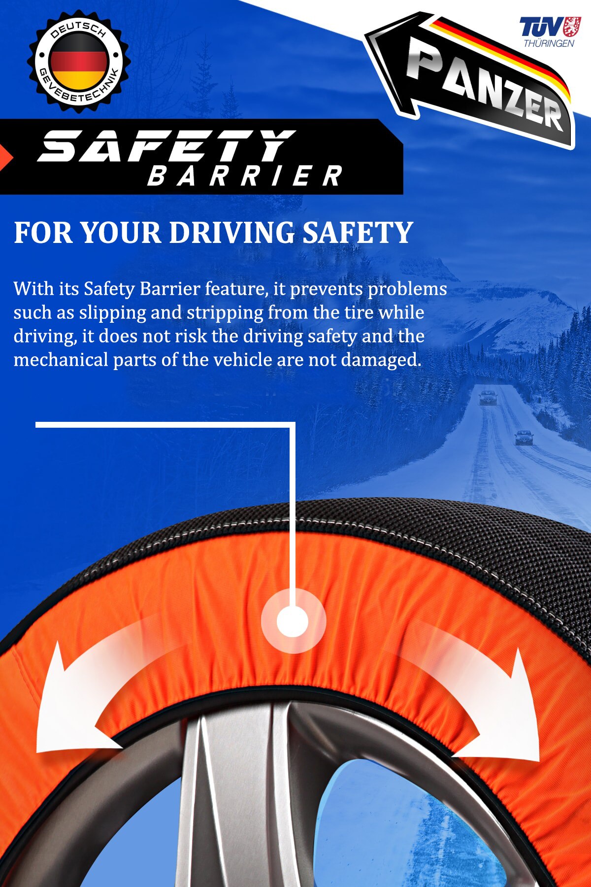 Panzer Snow Chain Stocking German TUV Certified Wh... – Grandado