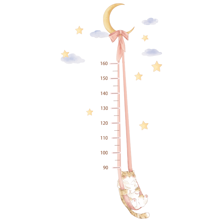 Cartoon Animal Cat Height Measure Wall Stickers Ki... – Grandado