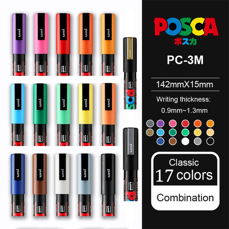 17 couleurs UNI POSCA série marqueur combinaison p... – Grandado