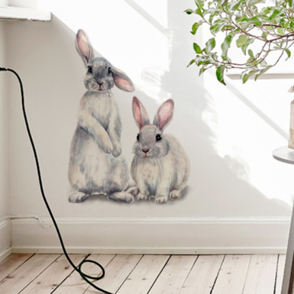 Two Cute Rabbits Wall Sticker Children's Kids Room... – Grandado