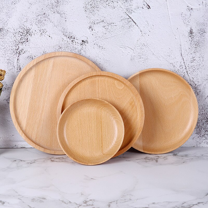 Japanese Elm Round Tray Solid Wood Snack Dried Fru... – Grandado