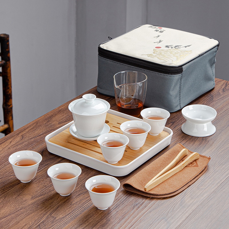 Drinkware Set Chinese Kung Fu Travel Thee Set Kera... – Vicedeal