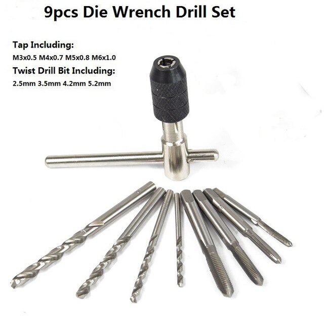 6/8/9Pcs M3-M12 Tap Wrench Boor Set Hand Tikken Ge... – Grandado