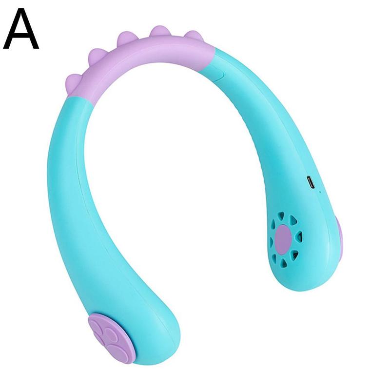 Cute Cartoon Neck Fan Kids Bladeless Fan Rechargea... – Grandado