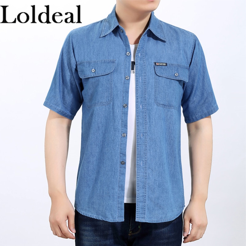 Loldeal Mannen Korte Mouwen Shirt Mode Effen Kleur... – Vicedeal