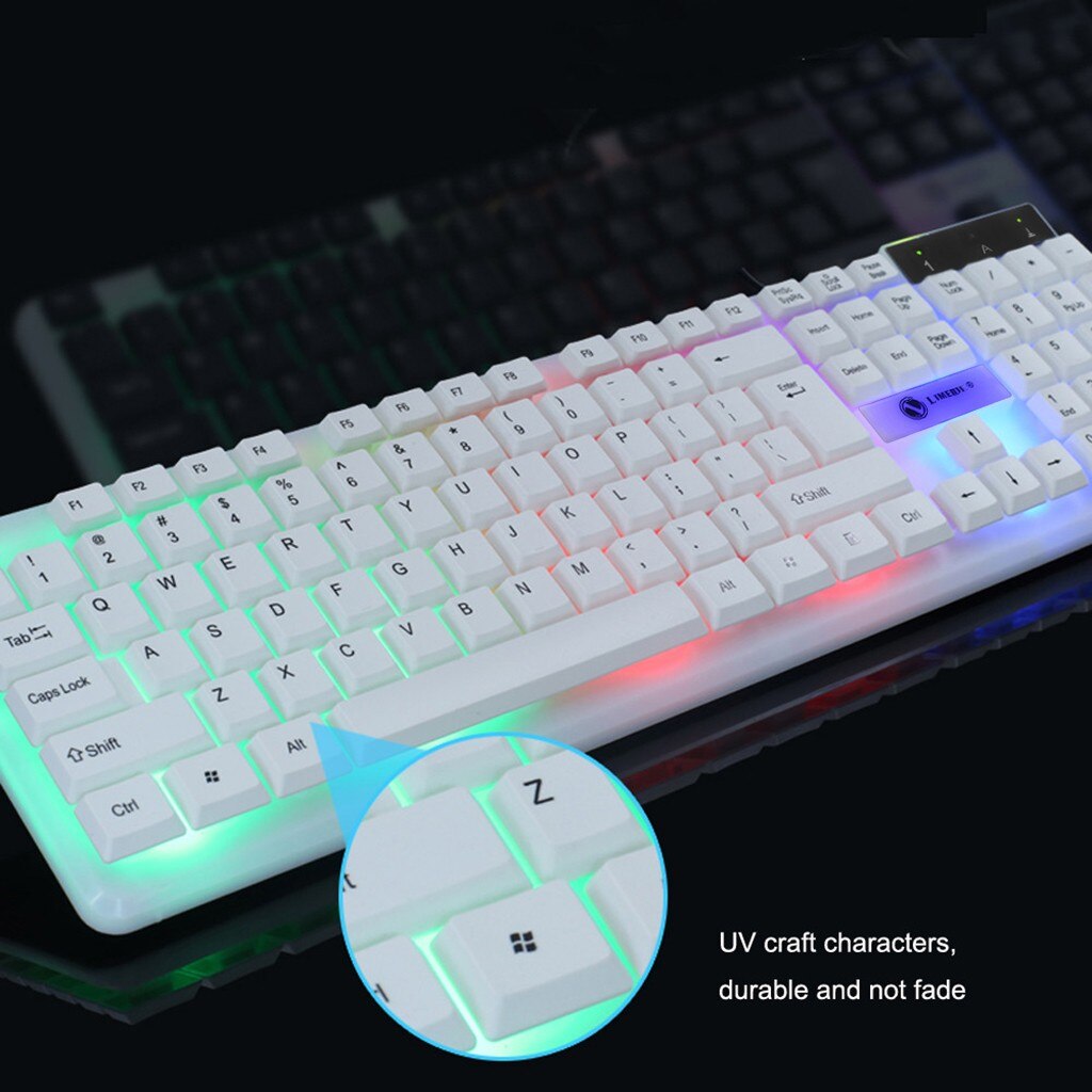 Colorful Led Backlit Wired Keyboard Mouse Set Gami Grandado