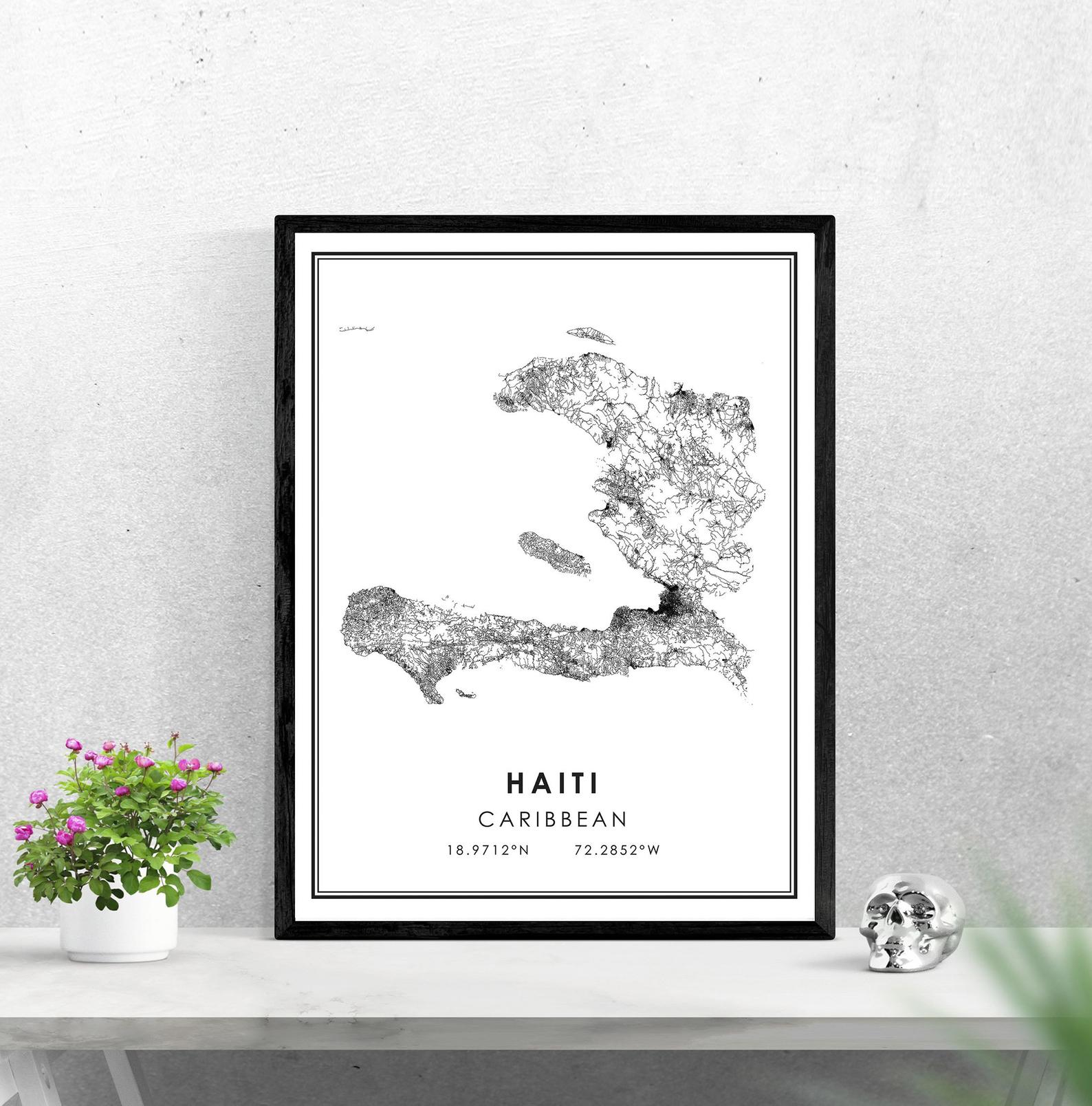 Haiti Map Print | Haiti country map print poster c... – Grandado