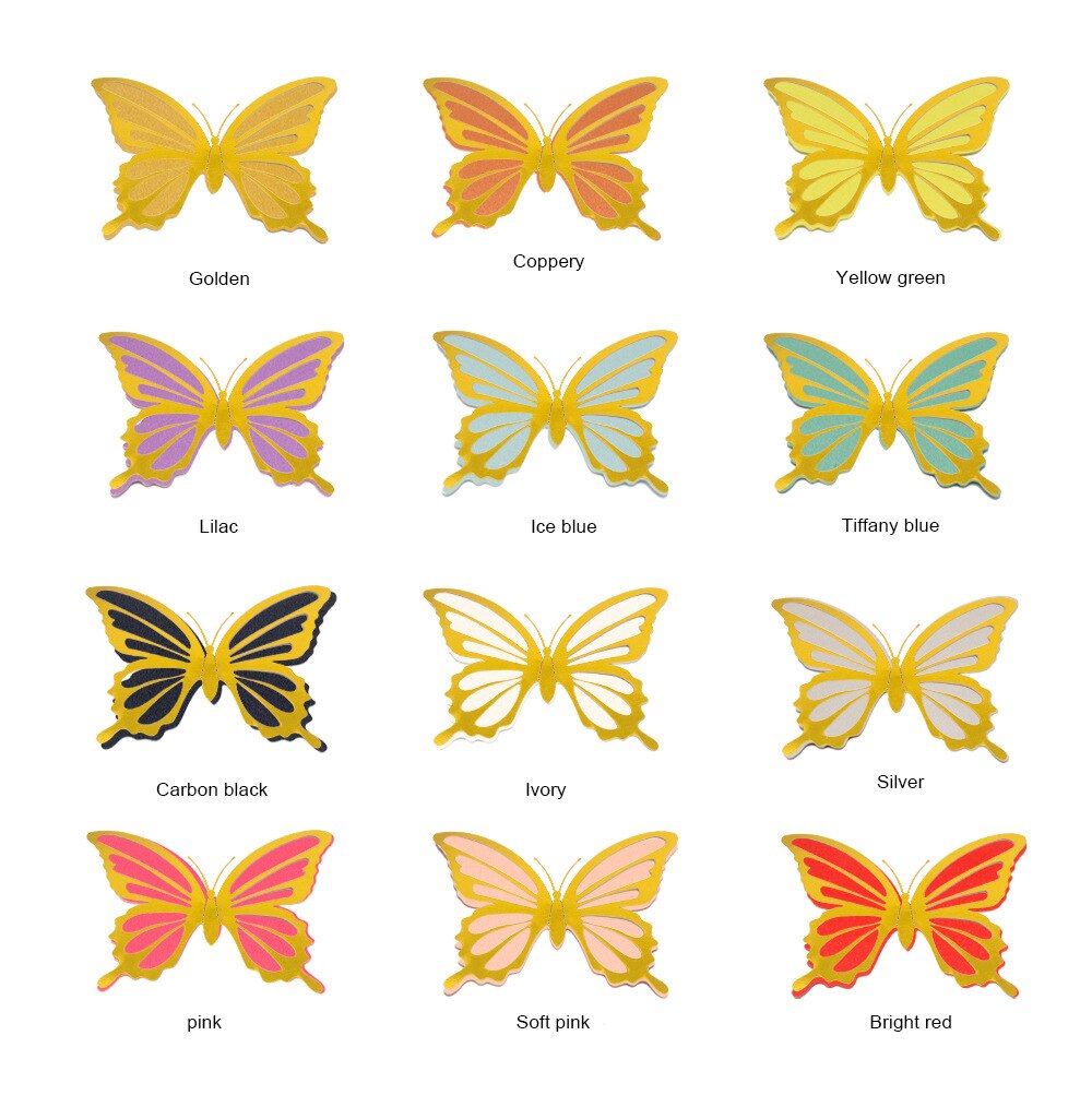 12Pcs Double-layer Paper 3D Butterfly Wall Sticker... – Grandado