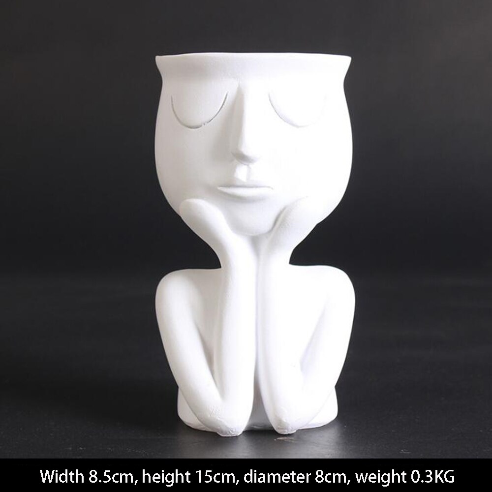 Humanoid Flower Pot Human Head Portrait Vase Resin... – Vicedeal
