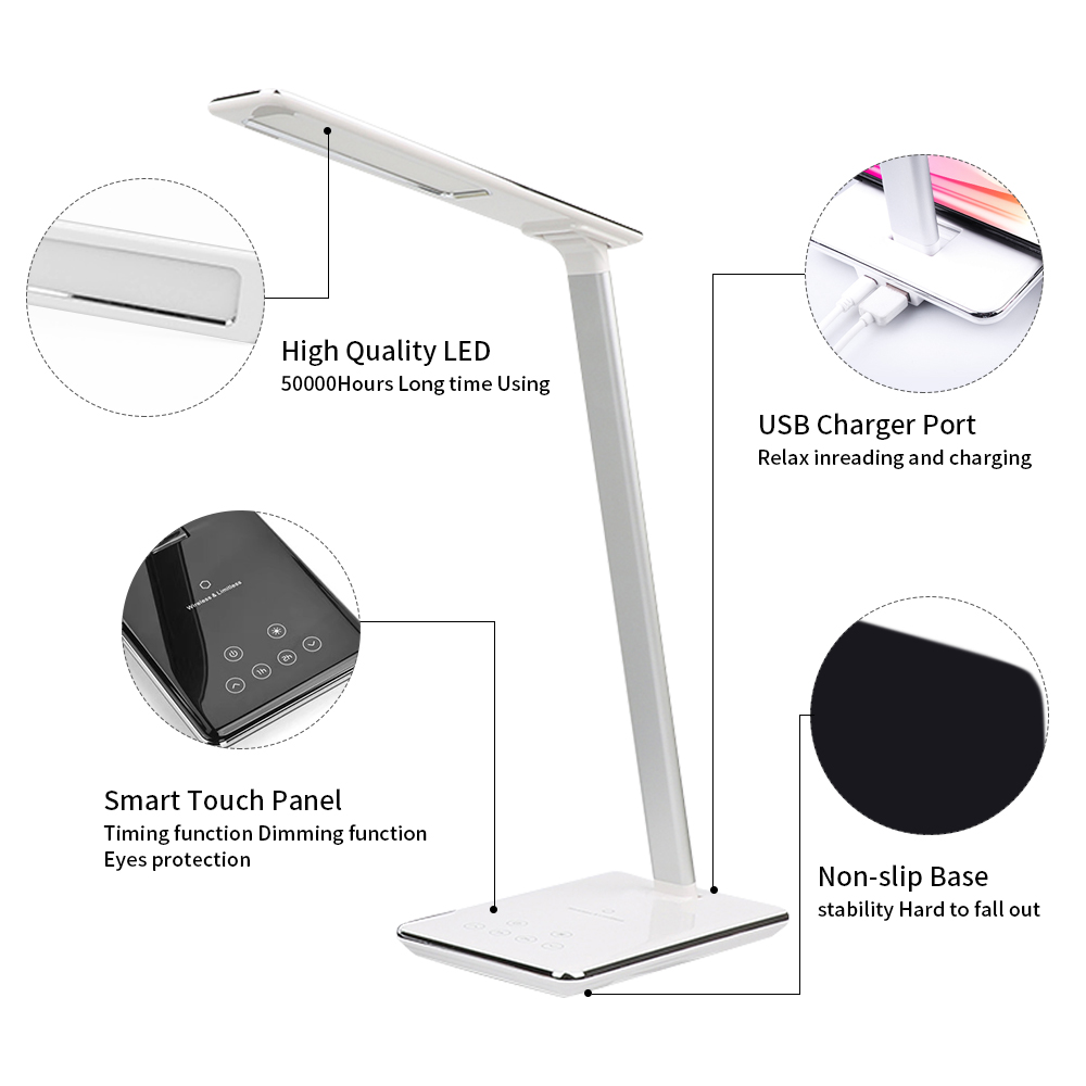 LED Tafel Bureaulamp 2 In 1 QI Draadloze Opladen C... – Grandado