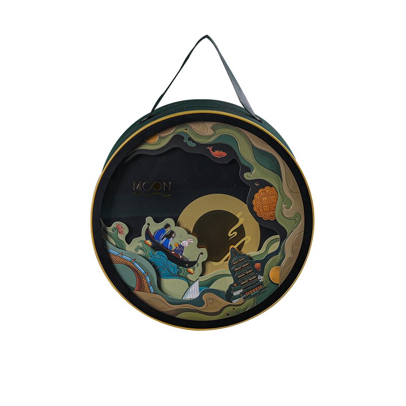 Mid-autumn moon cake box round packaging box 8 pie... – Grandado