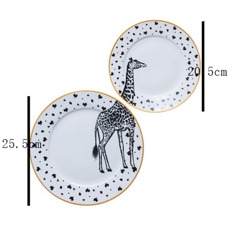 2Pcs Ceramic Dinner Plates Set Animal Combined Fox... – Grandado