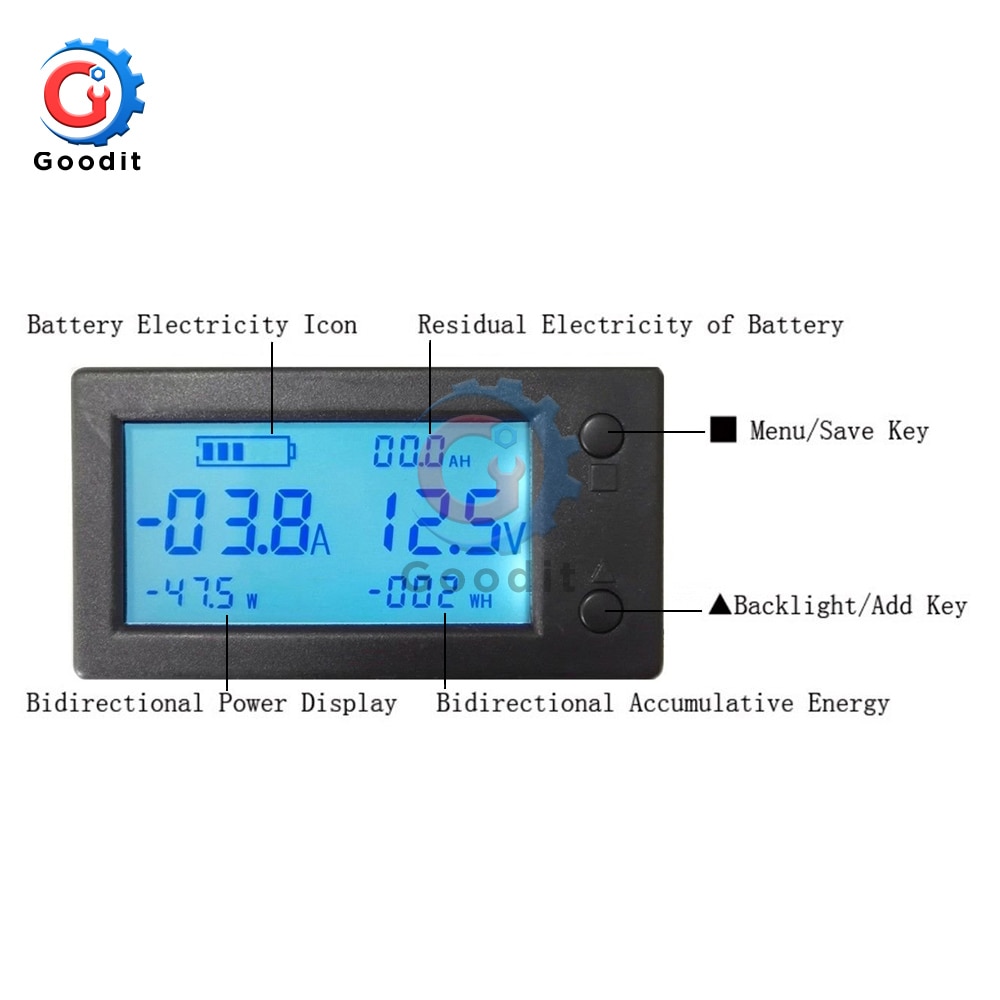 100A 200A 400A STN LCD Hall Coulomb Meter Voltmete... – Grandado