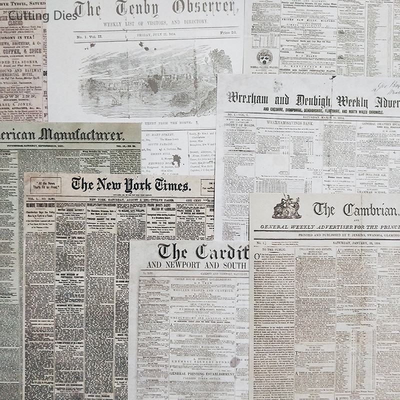 8Pcs/lot A5 Vintage Newspaper Printed Scrapbooking... – Grandado