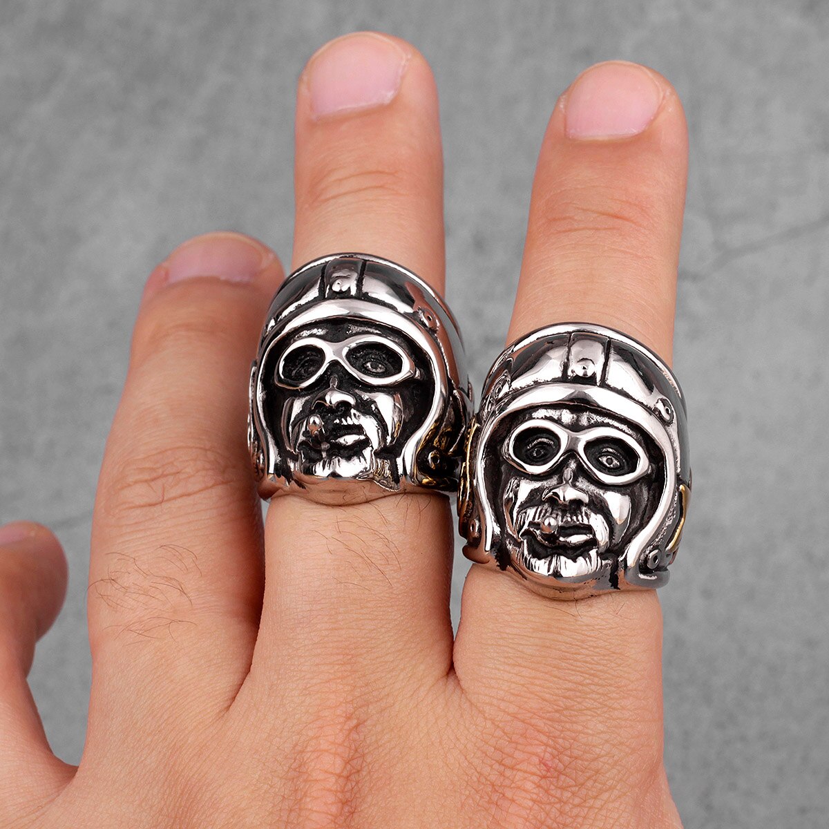 Route 66 Rider Motorcycle Gold Men Rings Punk Hip ... – Grandado