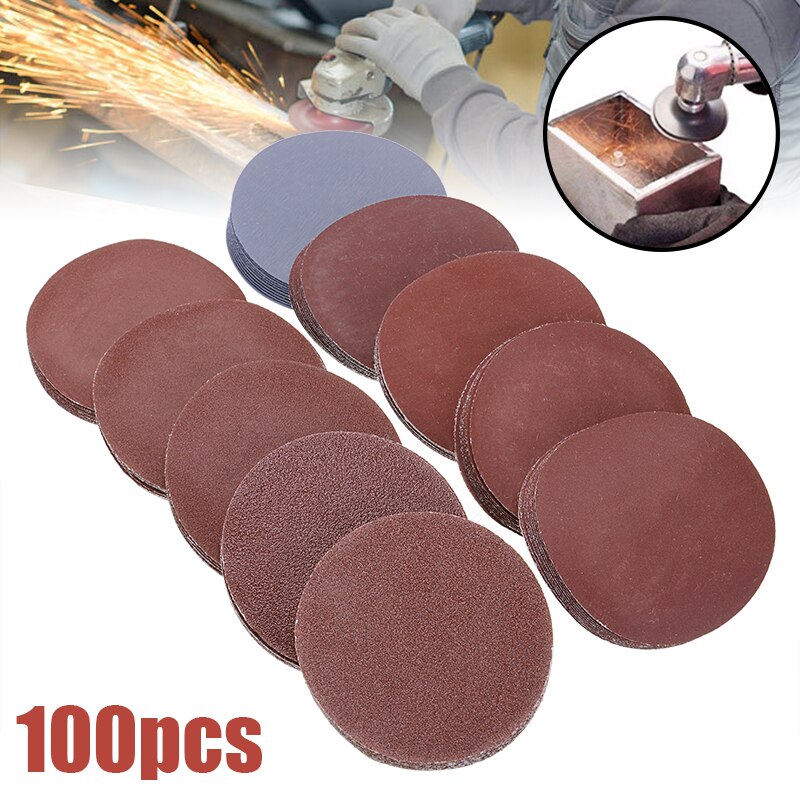 100 st runt sandpapper 75mm 3 "slipskivor slipplat... – Grandado