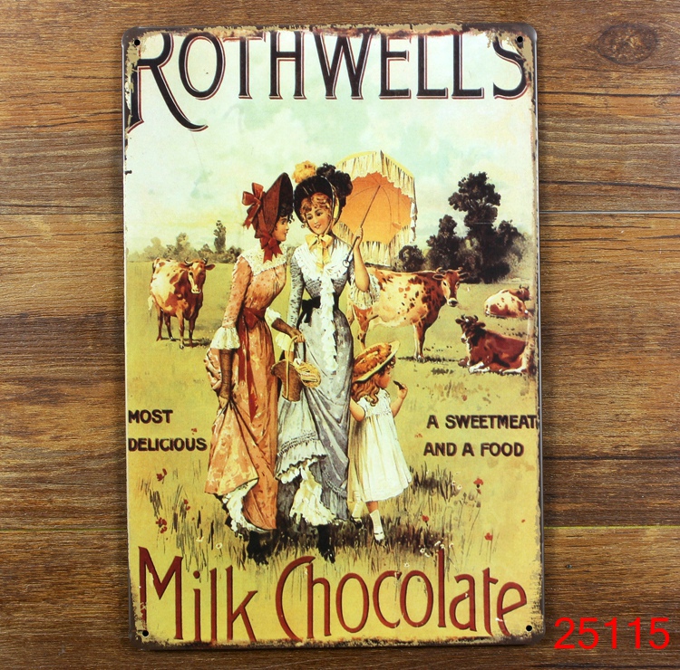 Milk chocolate on farm wall art decoration Metal T... – Grandado