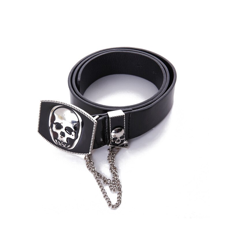 Skull Metal Pu Leather Men Belt Metal Punk Novelty... – Vicedeal
