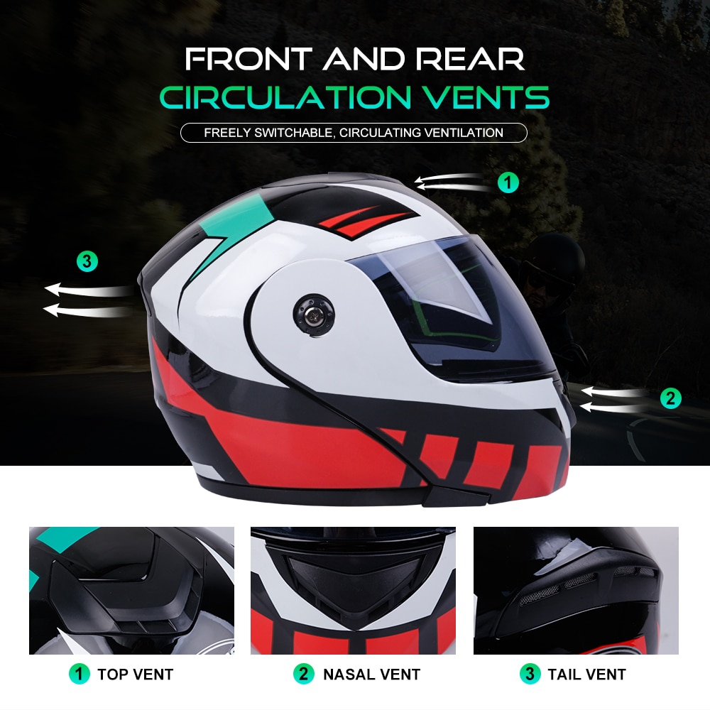 Flip Up Motorcycle Helmet Full Face Modular Casque... – Grandado