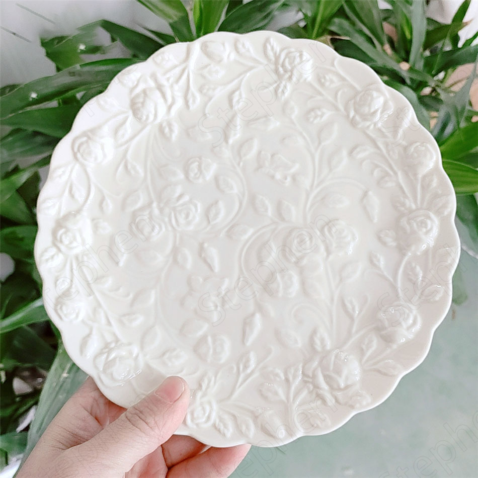 Rose Relief Craft Ceramic Plate European Vintage W... – Grandado
