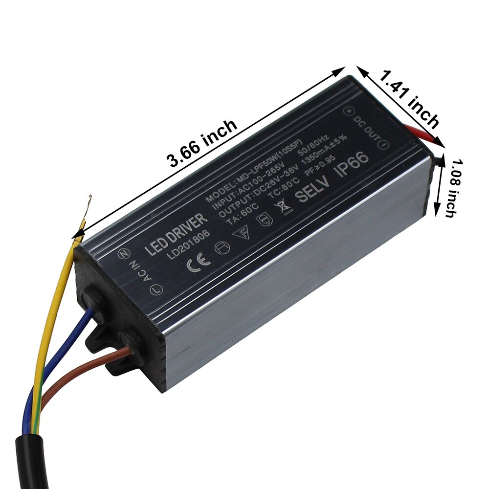 Aluminium ip66 50w led driver 1350ma ac 100-265v ... – Grandado