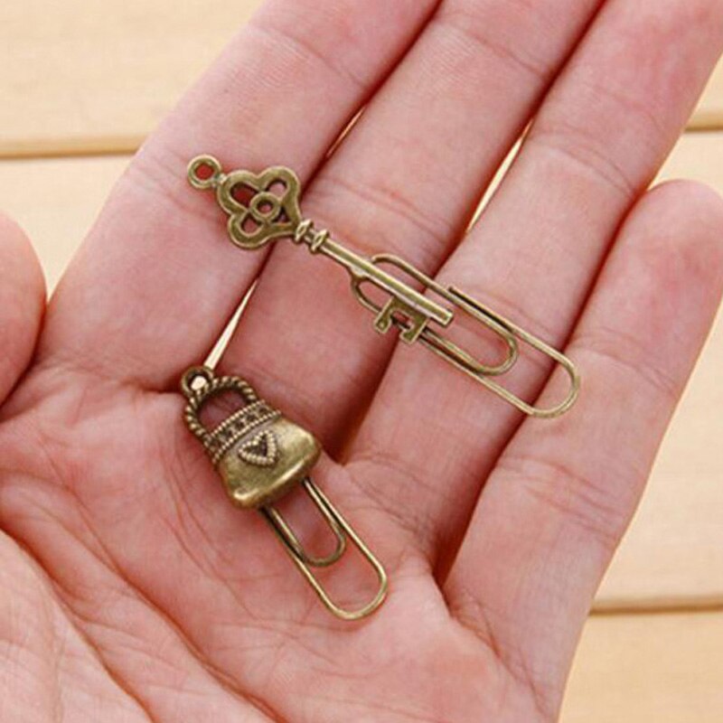 10 Piece/lot Cute Metal Bookmark Vintage Key Bookmarks Paper Clip For ...