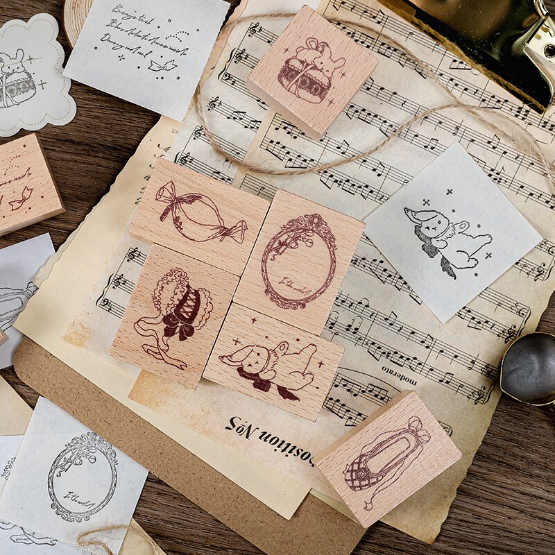 Suitcase series wood stamps DIY craft wooden rubbe... – Vicedeal