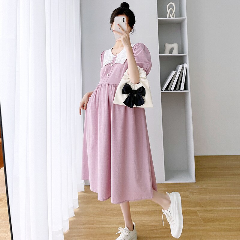 Fdfklak Spring Summer Korean Cotton Maternity Dres... – Grandado