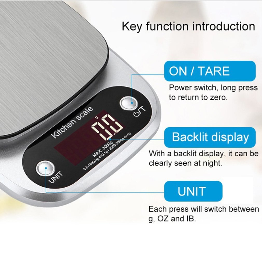 High-precision LCD Kitchen Electronic Scale Stainl... – Grandado
