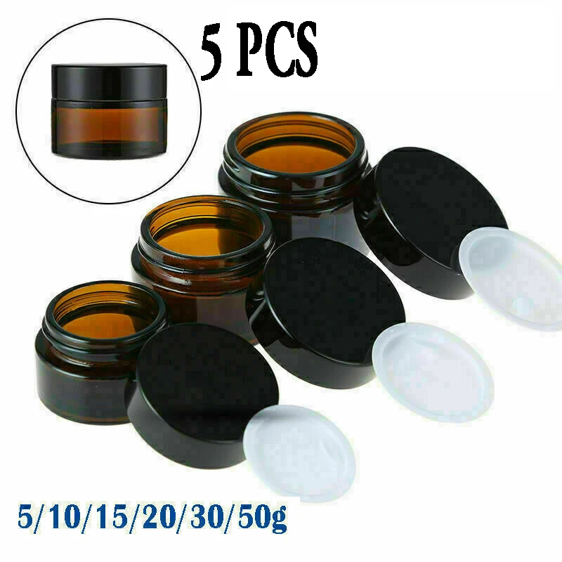 5pcs 5ml/10ml/15ml/20ml/30ml/50ml Glass Amber Cosm... – Grandado