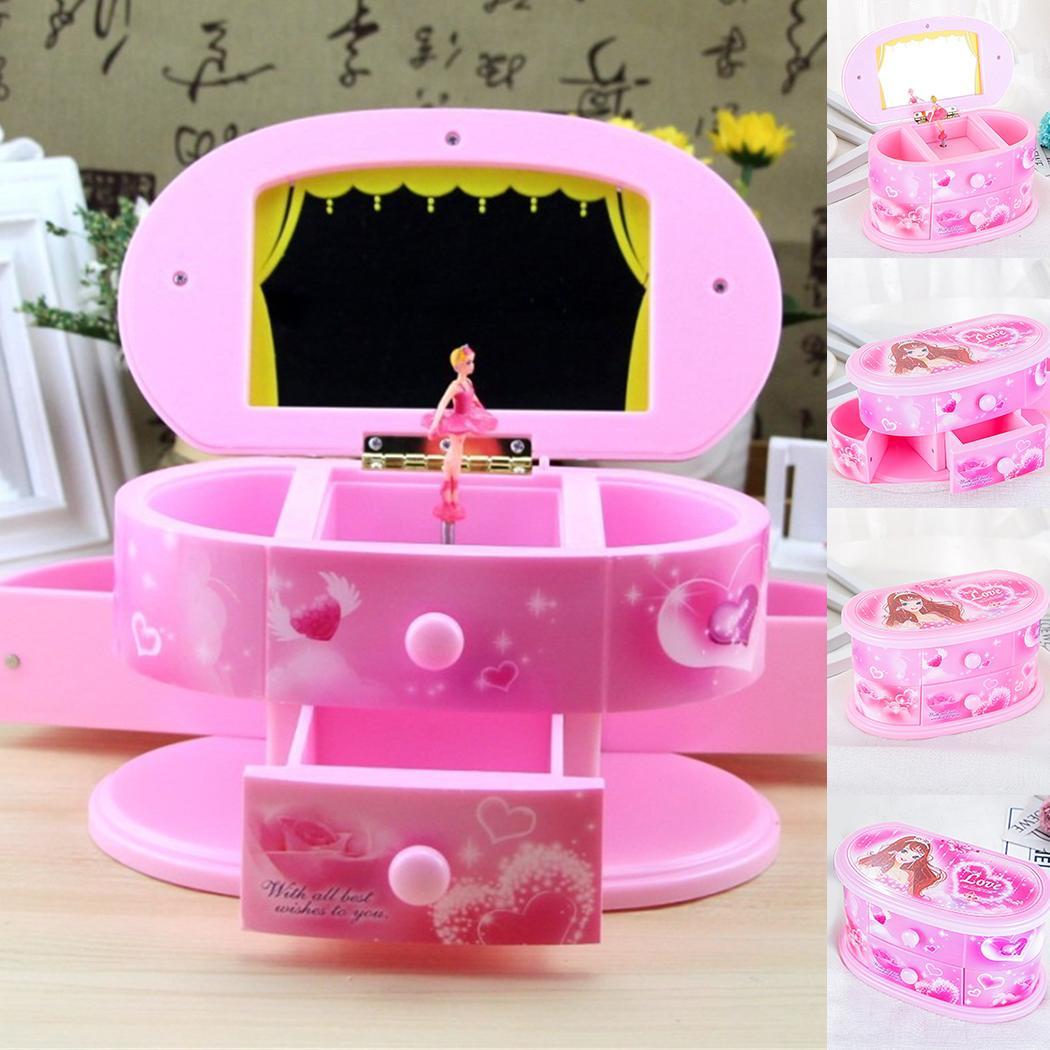 Rotating Girl Music Box Jewelry Pink Storage Case ... – Grandado