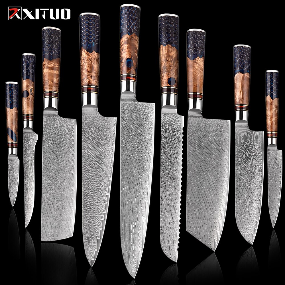 XITUO 67 Layer Damascus Steel Kitchen Knives Set S... – Grandado