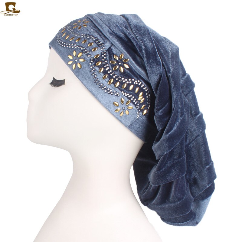 Diamante Velvet Pleated Turban Dreadlocks Sleeping... – Grandado