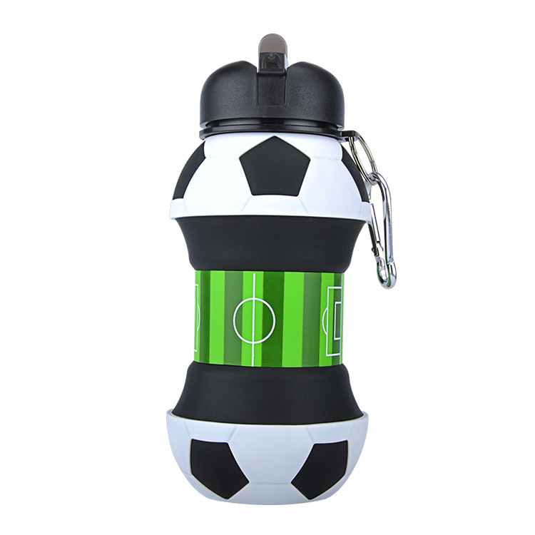 Football Soccer Silicone Water Bottle with Straw F... – Grandado